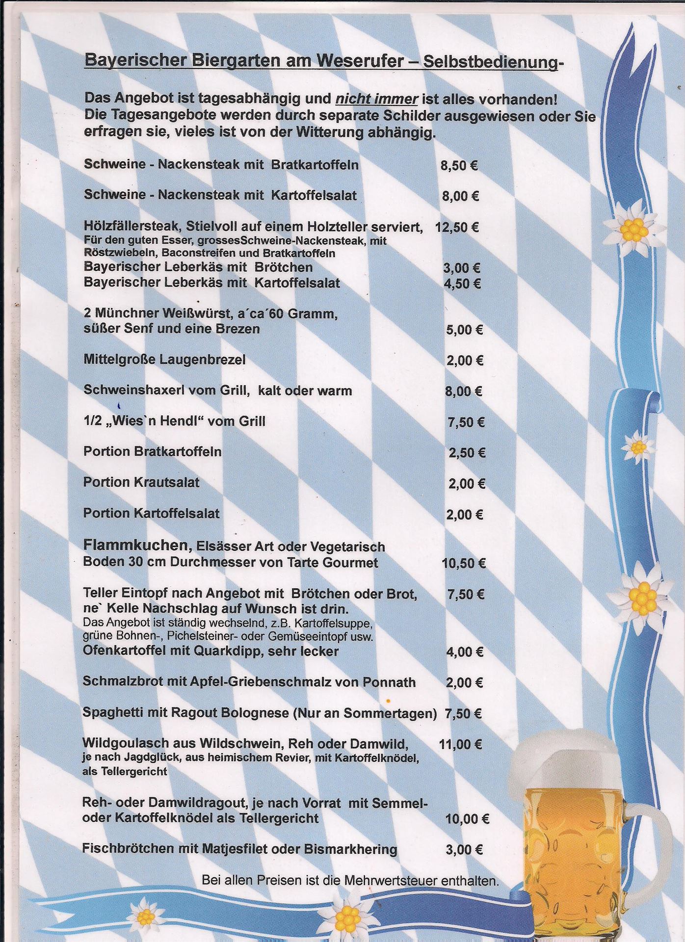 einer der schönsten Cafe- Biergärten an der Weser